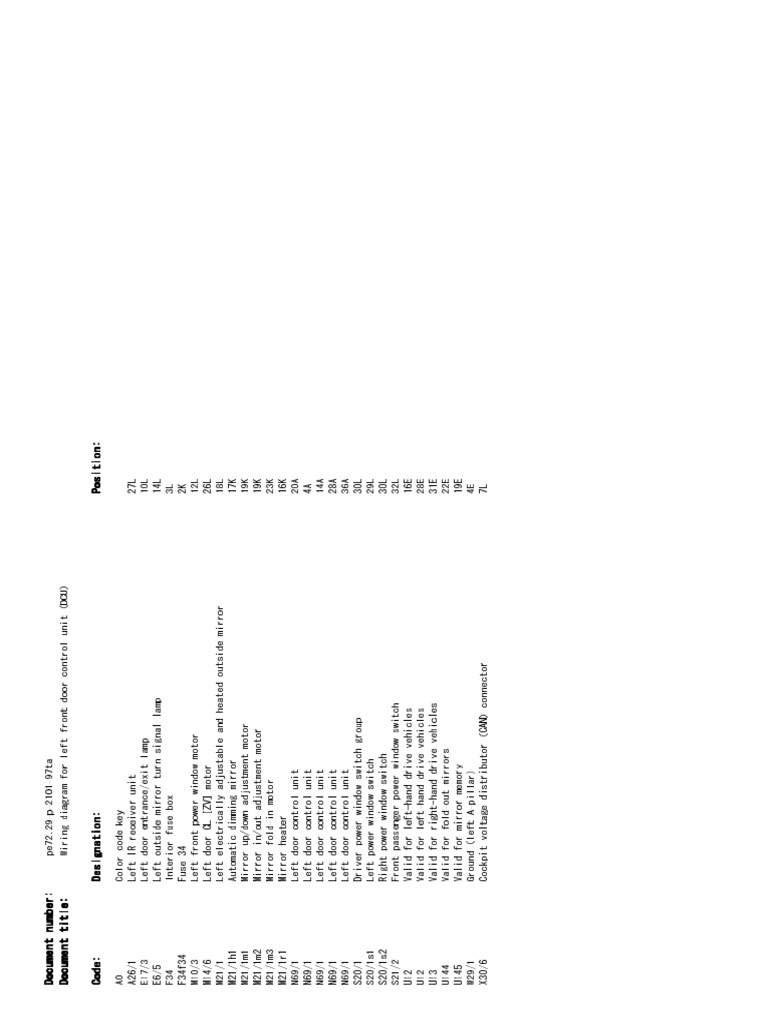 Wiring Diagram For Left Front Door Control Unit (DCU) | PDF