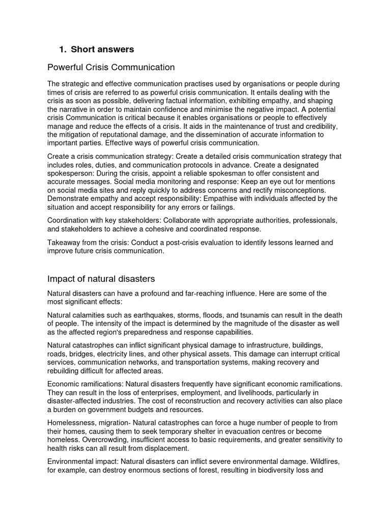 Crisis Management Notes | PDF | Social Science