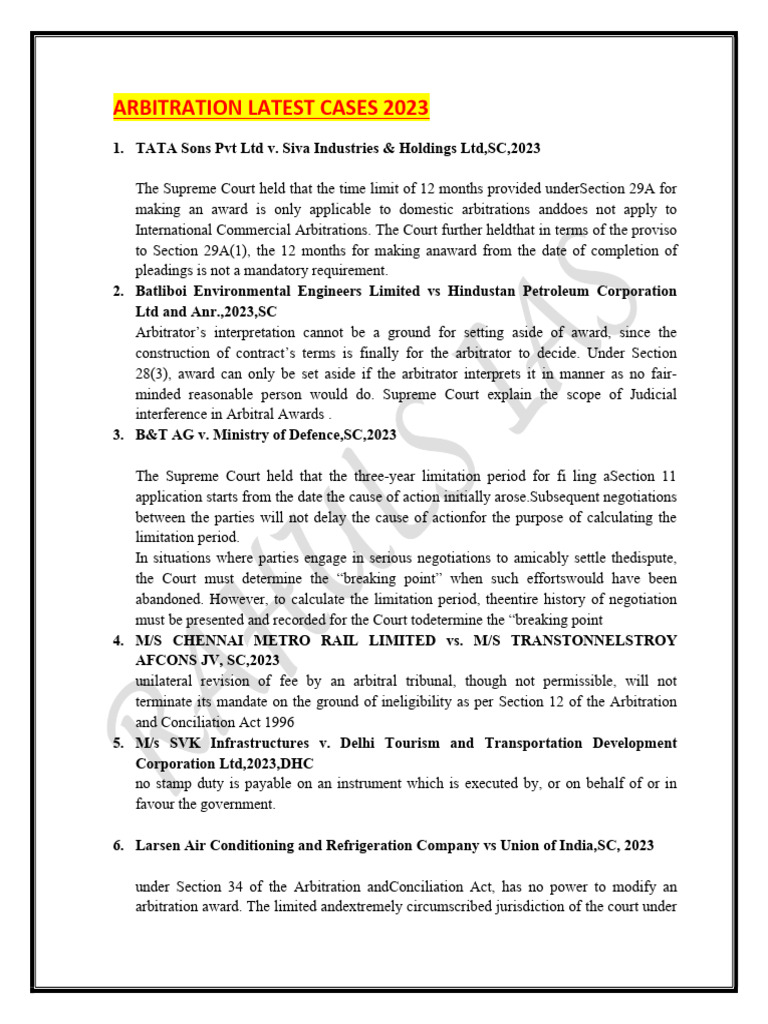 Arbitration 2023 Cases | PDF | Arbitration | Joint Venture