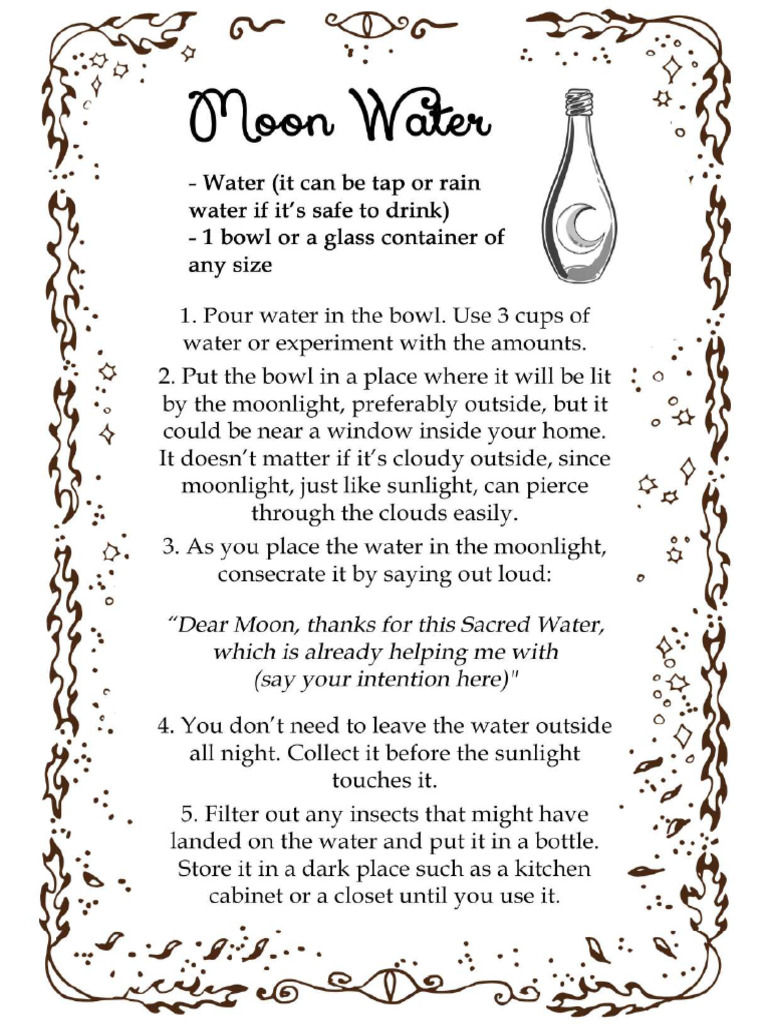 Moon Water Printable Recipe Spells8 | PDF