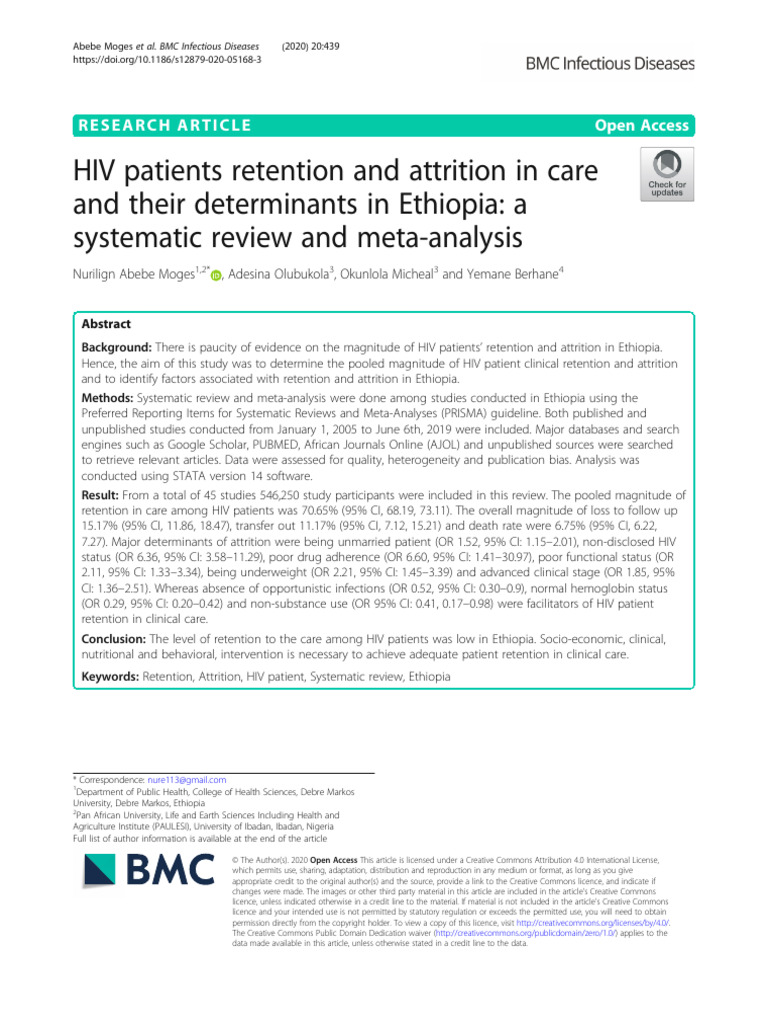 HIV Patients Retention and Attrition in Care and Determinants in ...