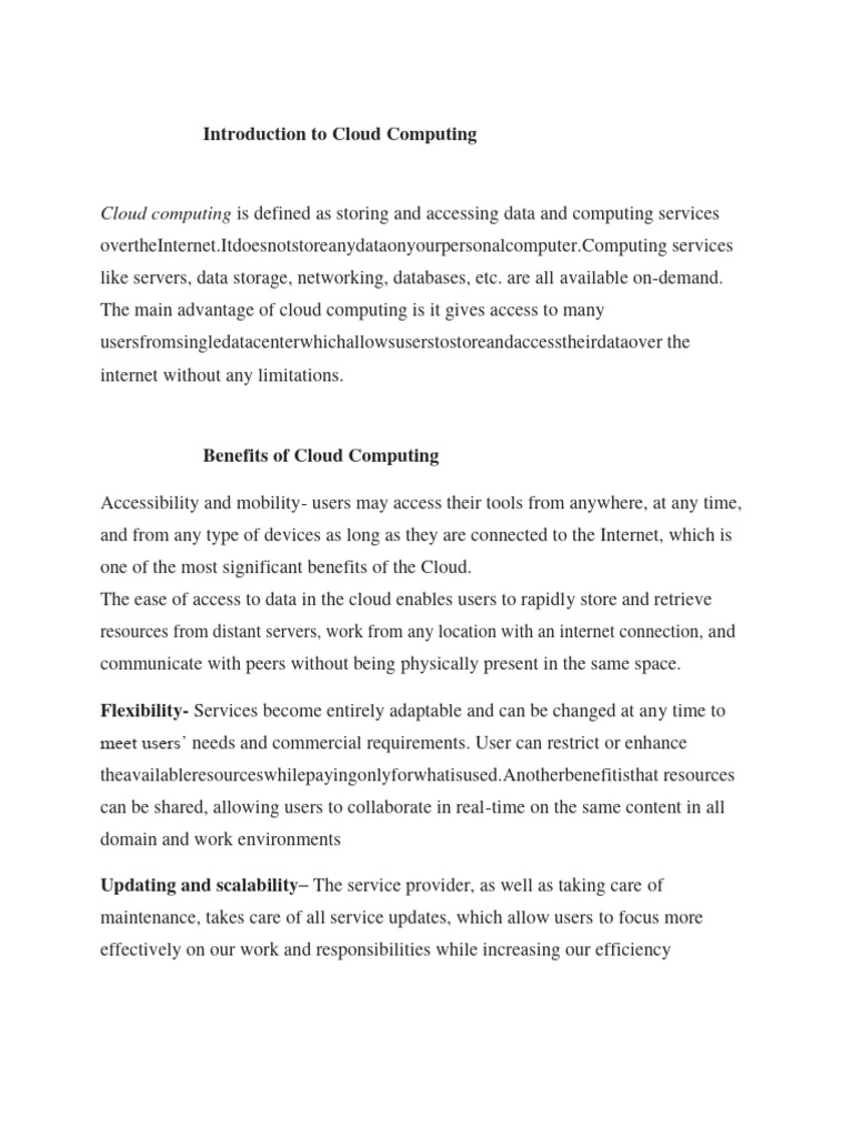 Introduction To Cloud Computing | PDF | Cloud Computing | Computing