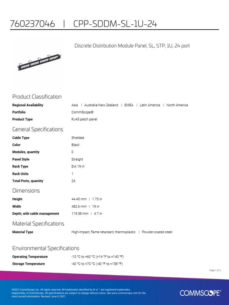 Commscope Cat6A UTP PATCH PANEL, 24port 760237046 | PDF | Home & Garden | Computers