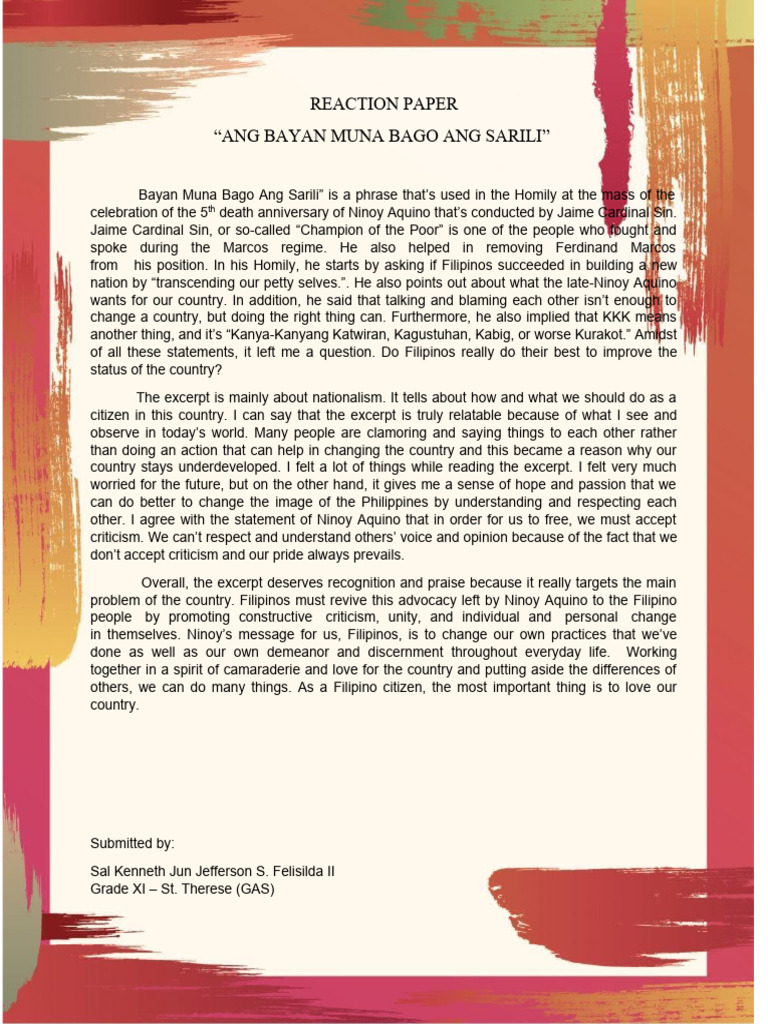 Reaction Paper English | PDF