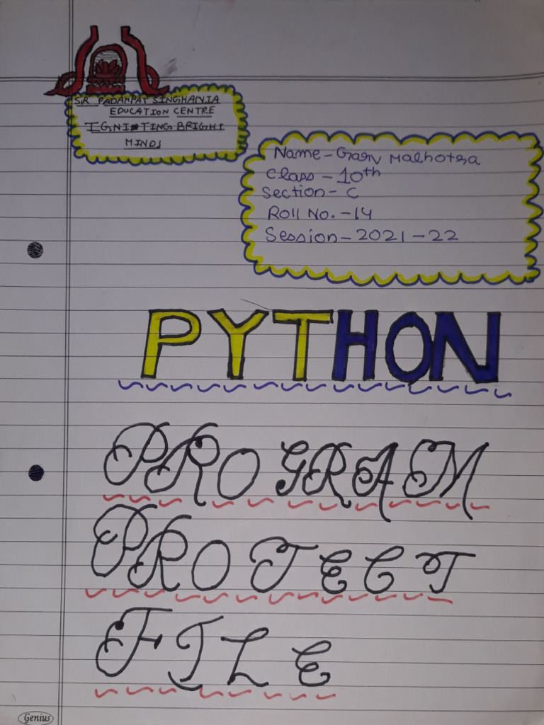 Python Programming Project File By Garv Malhotra Class 10 Section C 1255