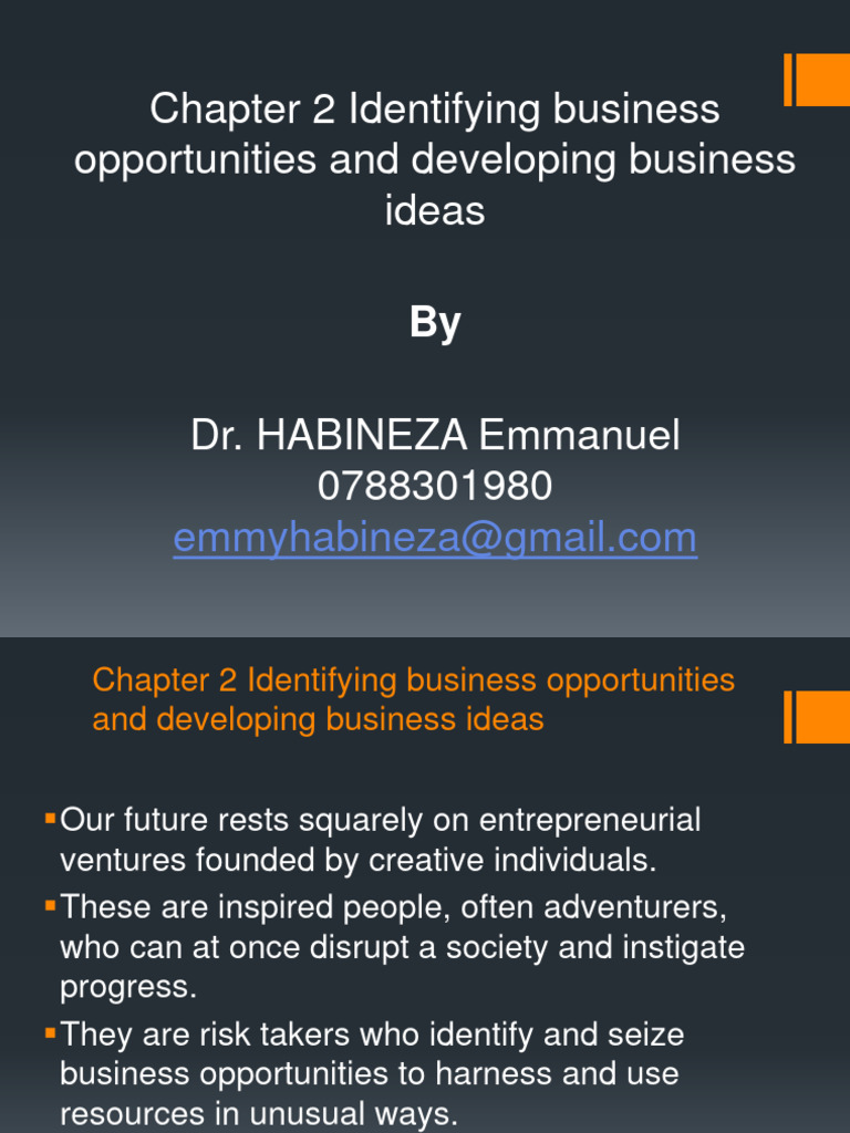 Chapter 2 Identifying Business Opportunities and Developing Business ...