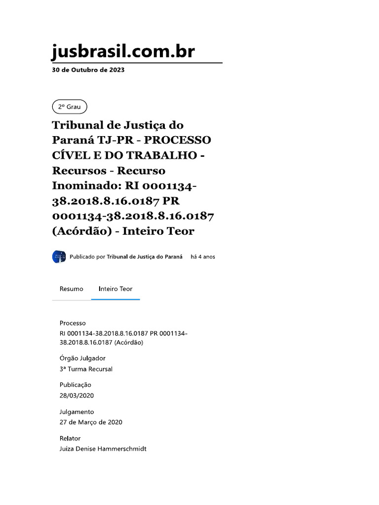 PDF Do Jus Brasil - TJPR | PDF