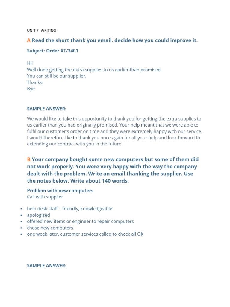 Writing - Unit 5 | PDF