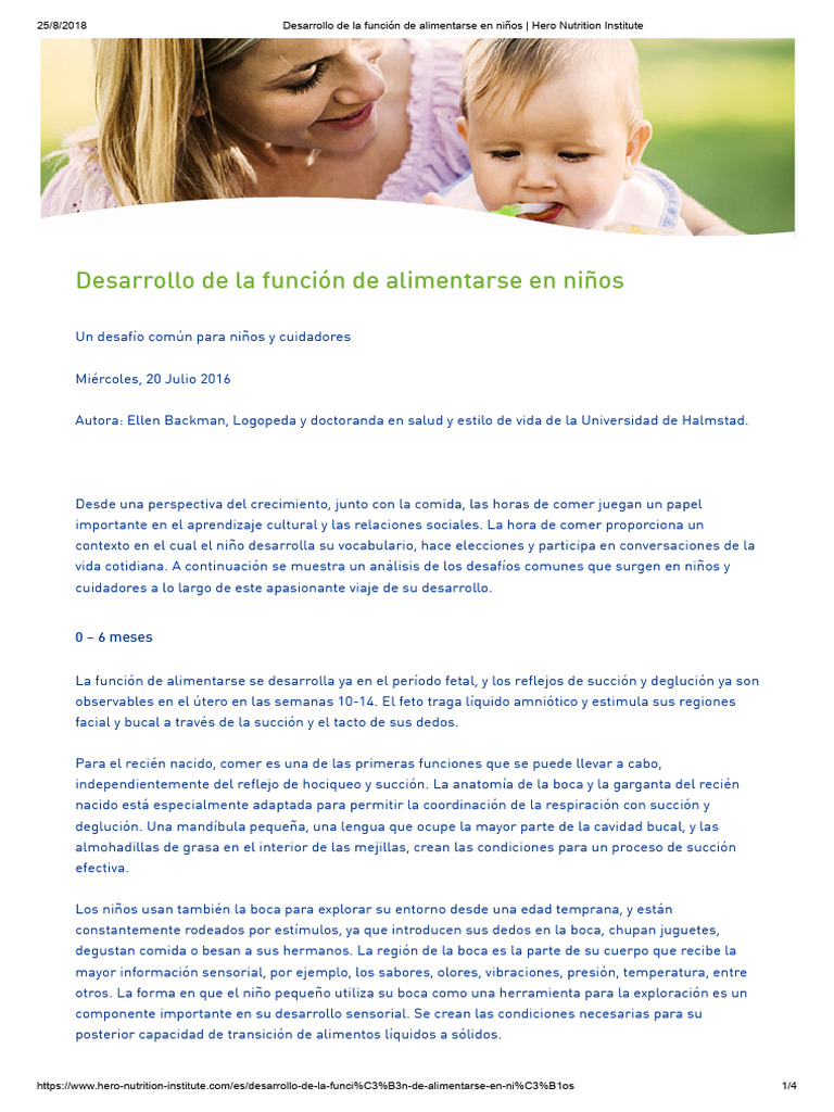 Desarrollo de La Función de Alimentarse en Niños - Hero Nutrition ...
