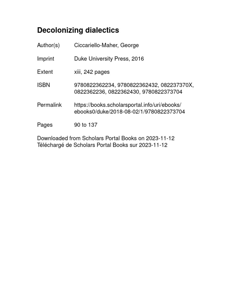Decolonizing Dialectics Pdf