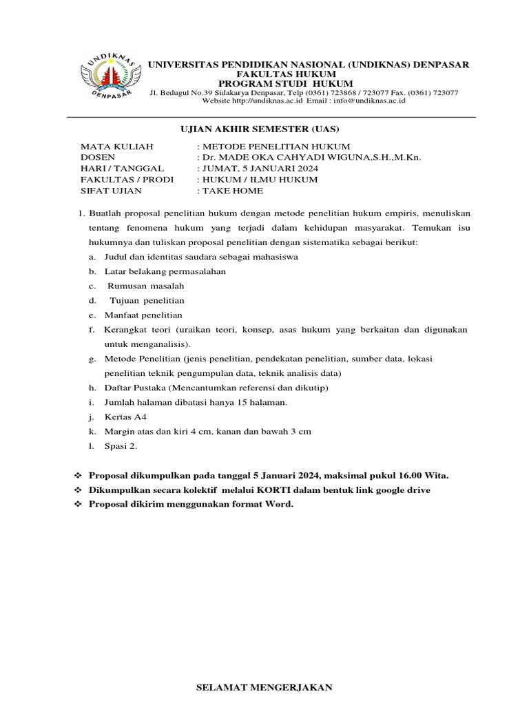UAS Metode Penelitian Hukum | PDF