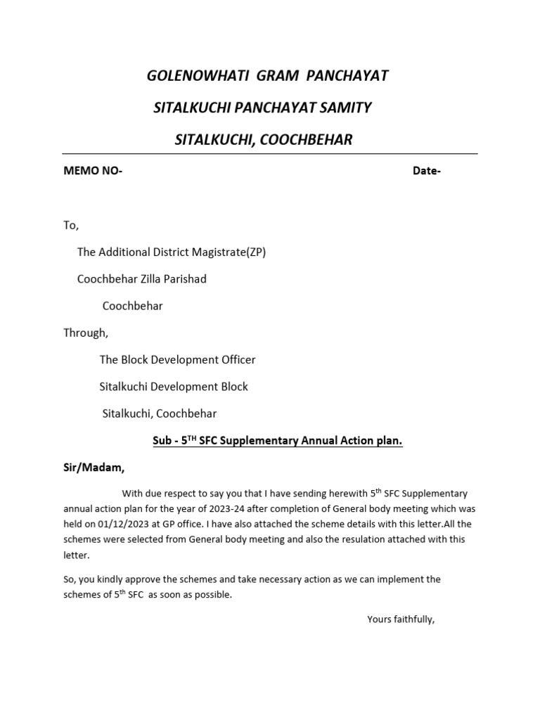 Supplementary action plan 5th SFC (1) | PDF