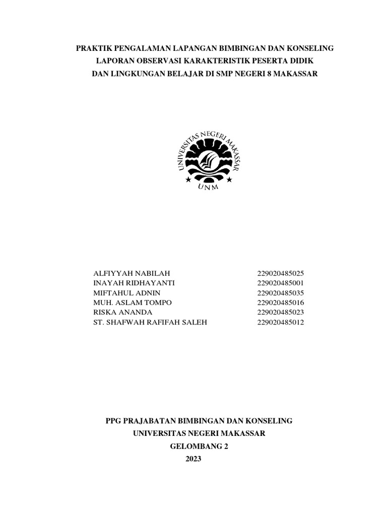 Hasil - Observasi Kelompok 5 Praktik Pengalaman Lapangan I (PPL BK) | PDF