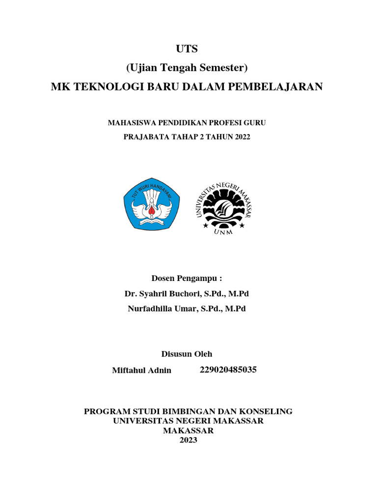 Miftahul Adnin - UTS MK Teknologi Baru BK - PPG BK UNM 2022-2023 | PDF