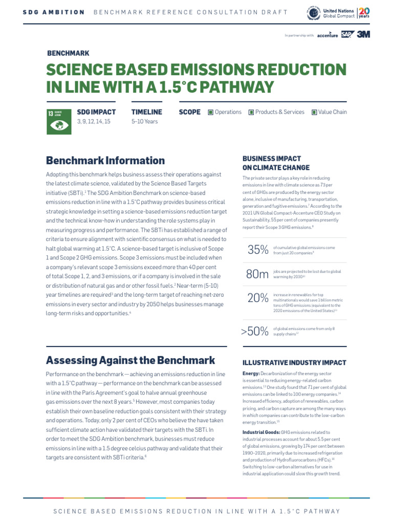 Science Based Emissions Reduction in Line With A 1.5C Pathway | PDF ...