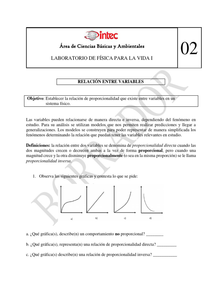 Pract 02 (Relacion Entre Variables) | PDF | Science | Cantidades fisicas