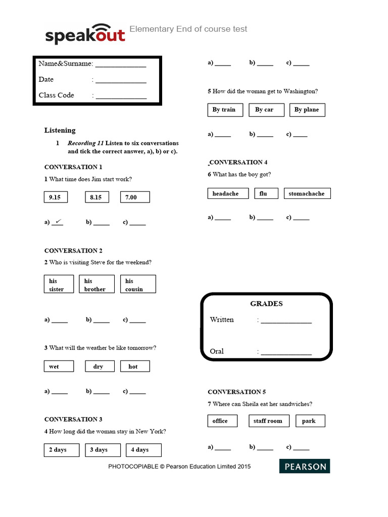 Elementary Final Exam Updated256 | PDF