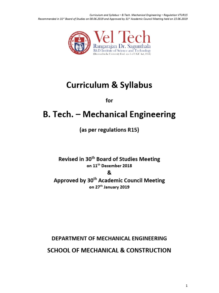 B.Tech (Mechanical) - Curriculum & Syllabus | PDF | Beam (Structure) | Stress (Mechanics)