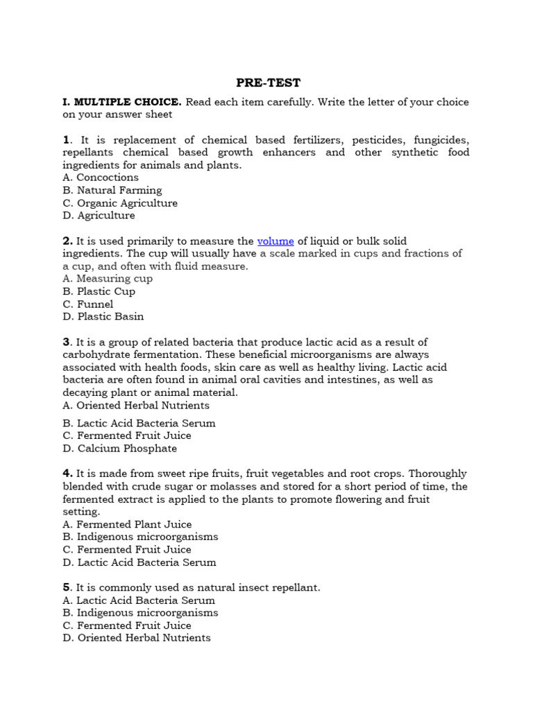 Pre Test | PDF