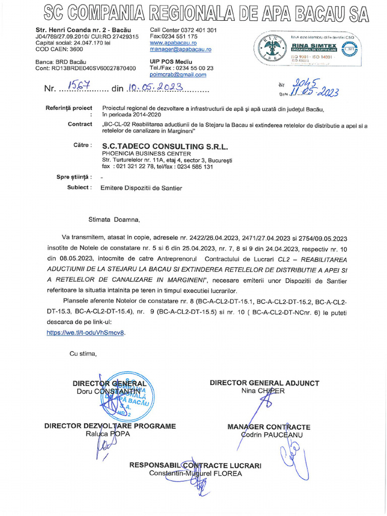 CRAB-1567-230510) - CL2 Solicitare Emitere Dispozitii de Santier | PDF
