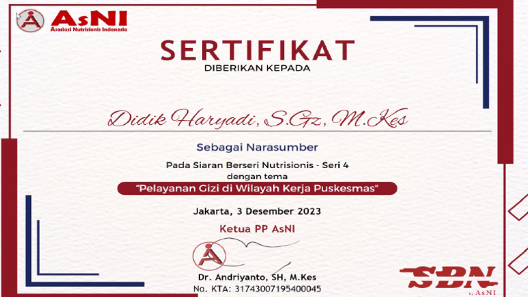 Sertifikat Narsum ASNI | PDF