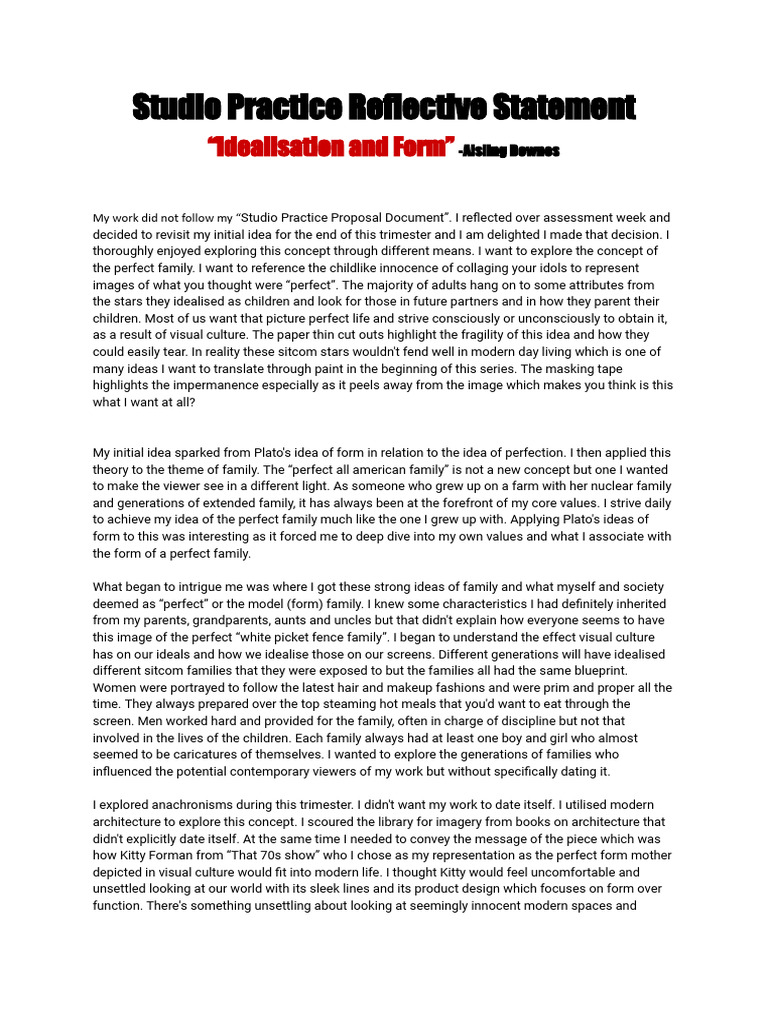 Studio Practice Reflective Statement | PDF | Composition (Visual Arts ...
