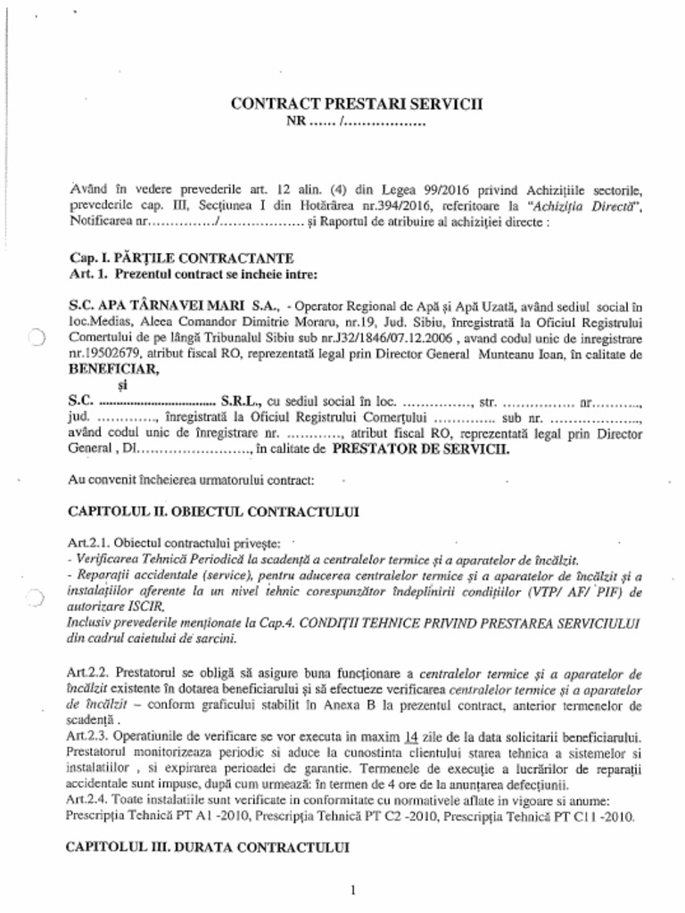 2c. Model Contract Achizitie Servicii Verificare Tehnica Periodica Centrale Termice | PDF