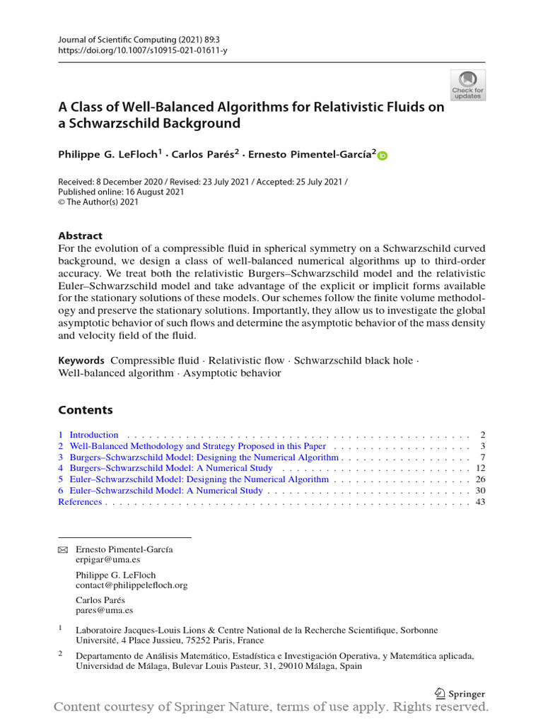A Class of Well-Balanced Algorithms For Relativist | PDF
