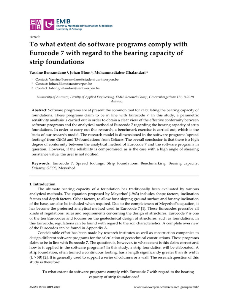 GEO5 - Software Programs Comply Eurocode7 Bearing Capacity Strip Foundations | PDF ...