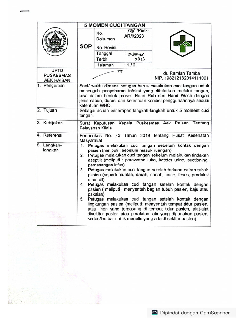 5.3.5 Sop 5 Momen Cuci Tangan | PDF