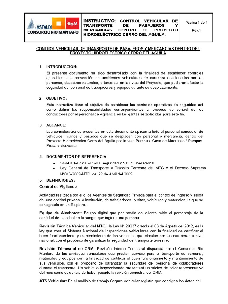 Control Vehicular de Transporte de Pasajeros y Mercancias | PDF