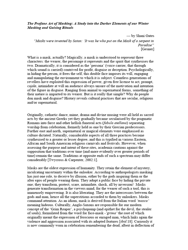 The Profane Art of Masking | PDF | Young Adult
