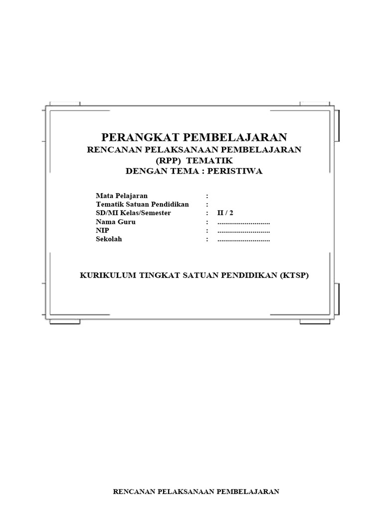RPP KTSP Kelas 2 Semester 2 | PDF