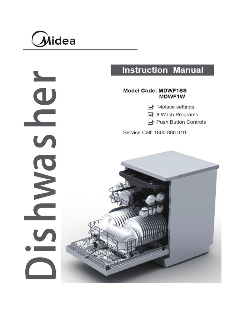 Midea Dishwasher User Manual | PDF | Dishwasher | Ac Power Plugs And ...