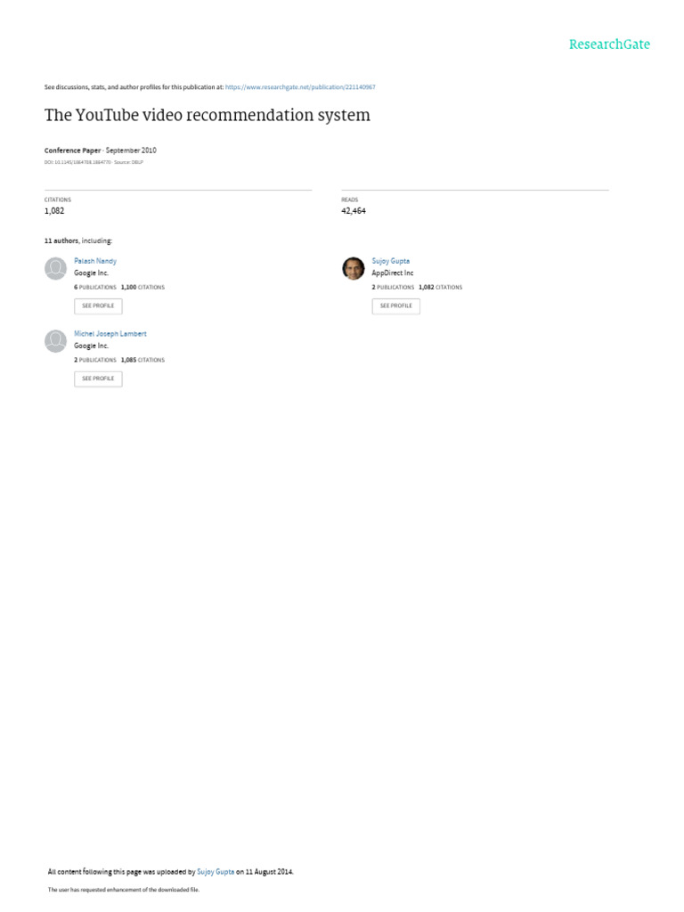 The YouTube Video Recommendation System | PDF