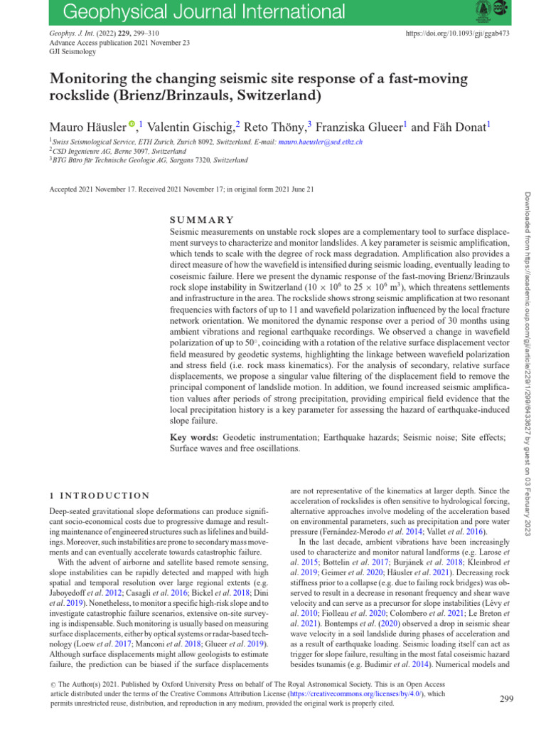 Texte - Géologie Brienz | PDF | Normal Mode | Seismology