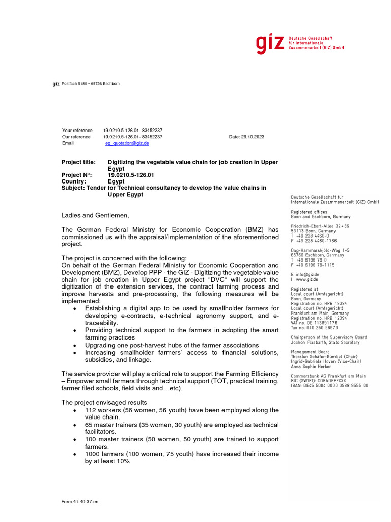 Invitation To Tender Letter | PDF