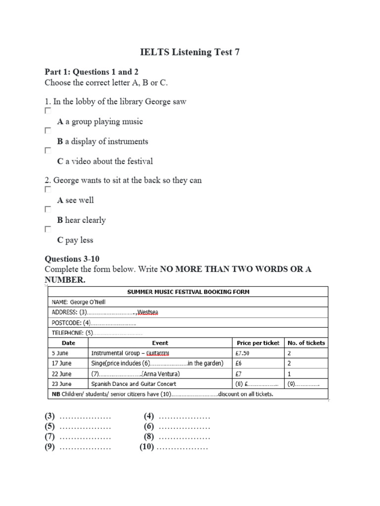 IELTS Listening Test 7 Overview | PDF | Social Science | Home & Garden