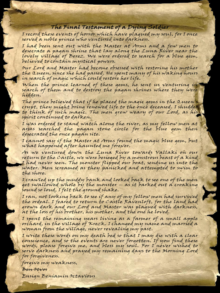Testament of A Dying Soldier | PDF