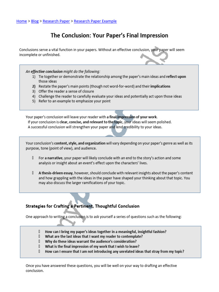 Research Paper Conclusion Example PDF | PDF | Essays | Communication