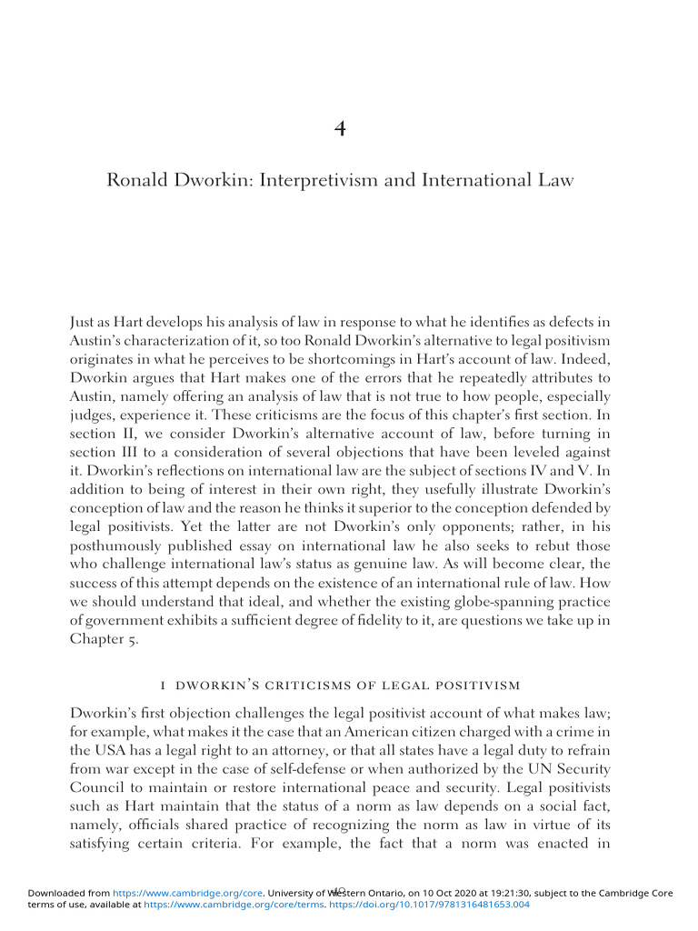 Ronald Dworkin: Interpretivism and International Law: I Dworkin's ...