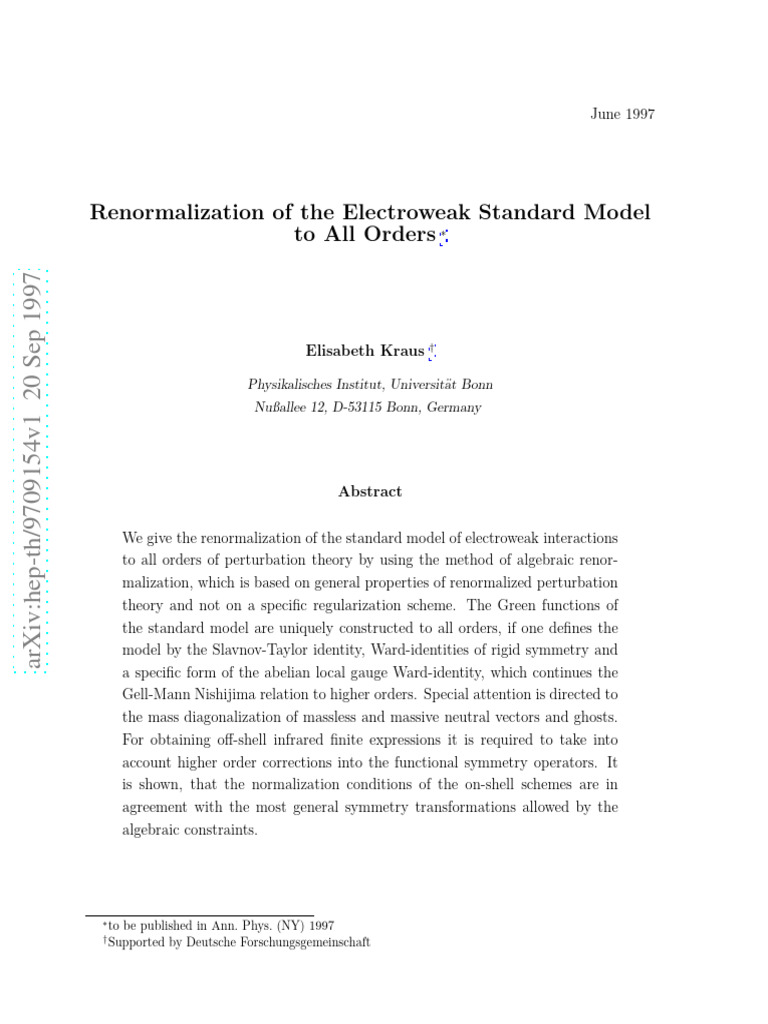 Renormalization of The Electroweak Standard Model To All Orders | PDF