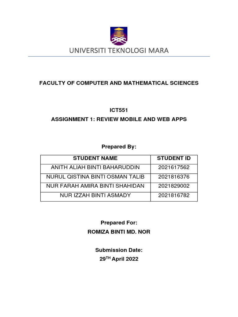 Ict551 Assignment 1: Review Mobile and Web Apps | PDF | Icon (Computing) | Mobile App