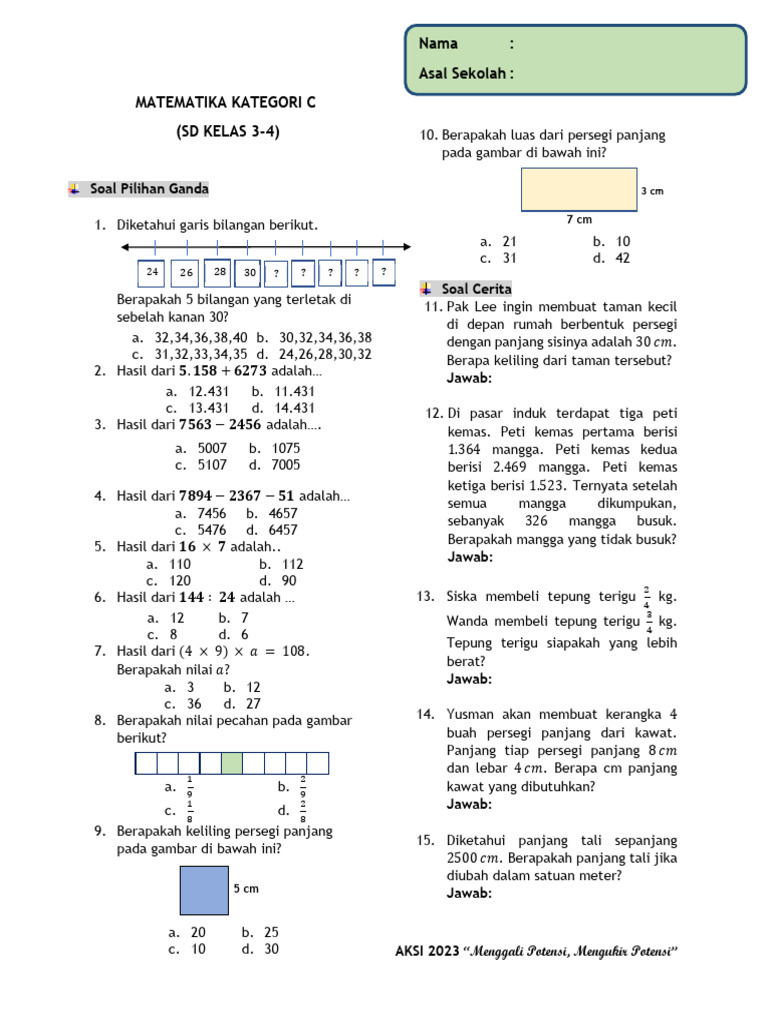 Soal Matematika Kelas 5 SD | PDF