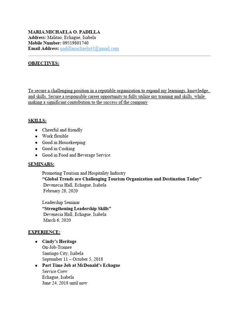 Micha Resume | PDF | Wellness