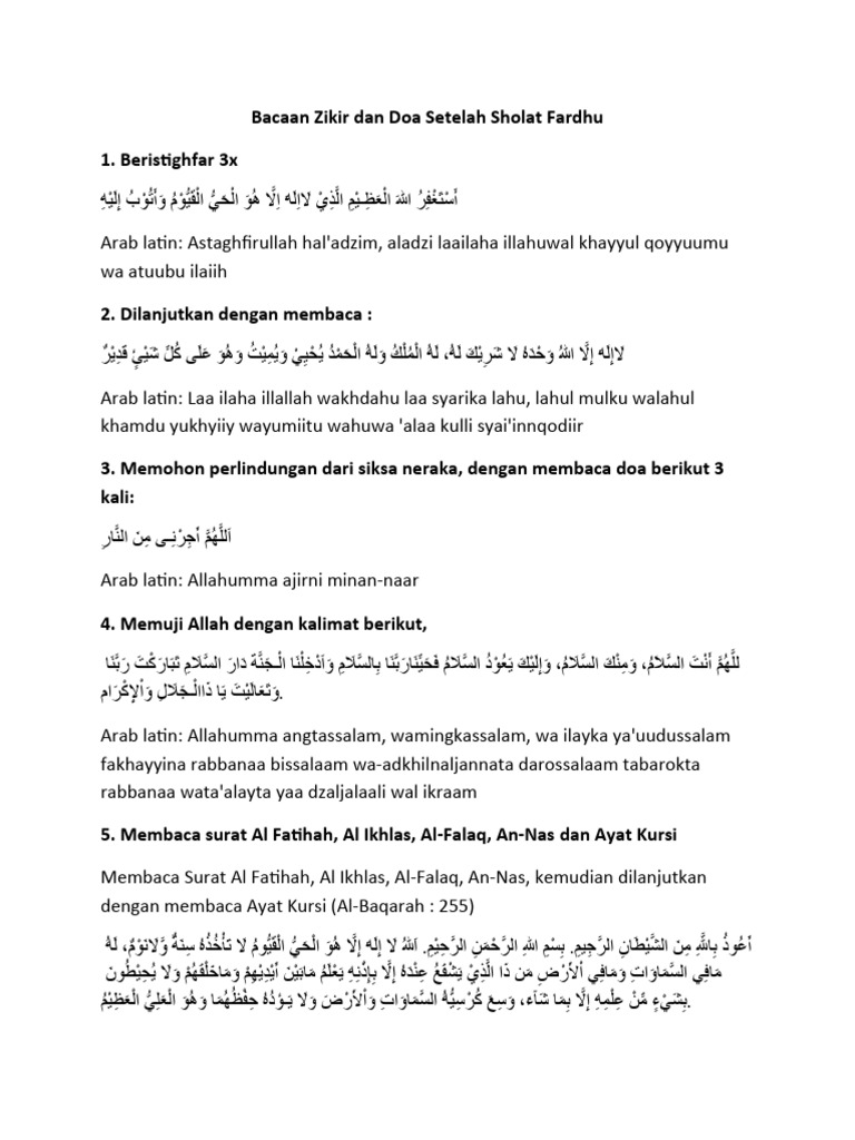 Bacaan Zikir Setelah Sholat | PDF