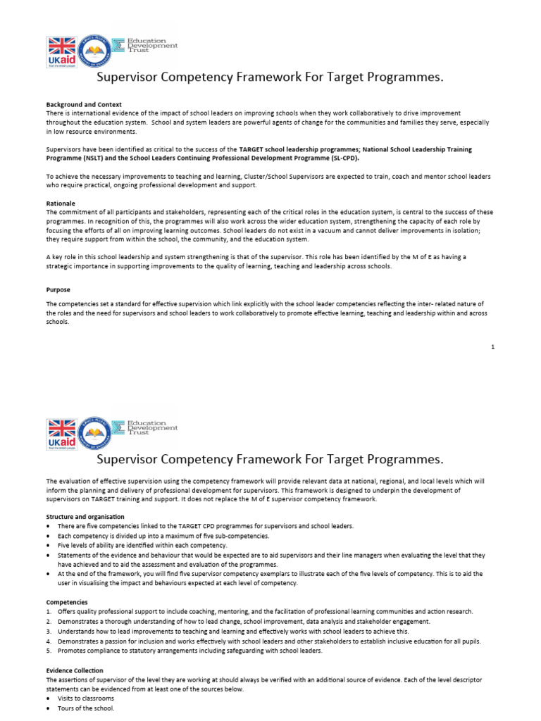 Supervisor Competency Framework Guide | PDF
