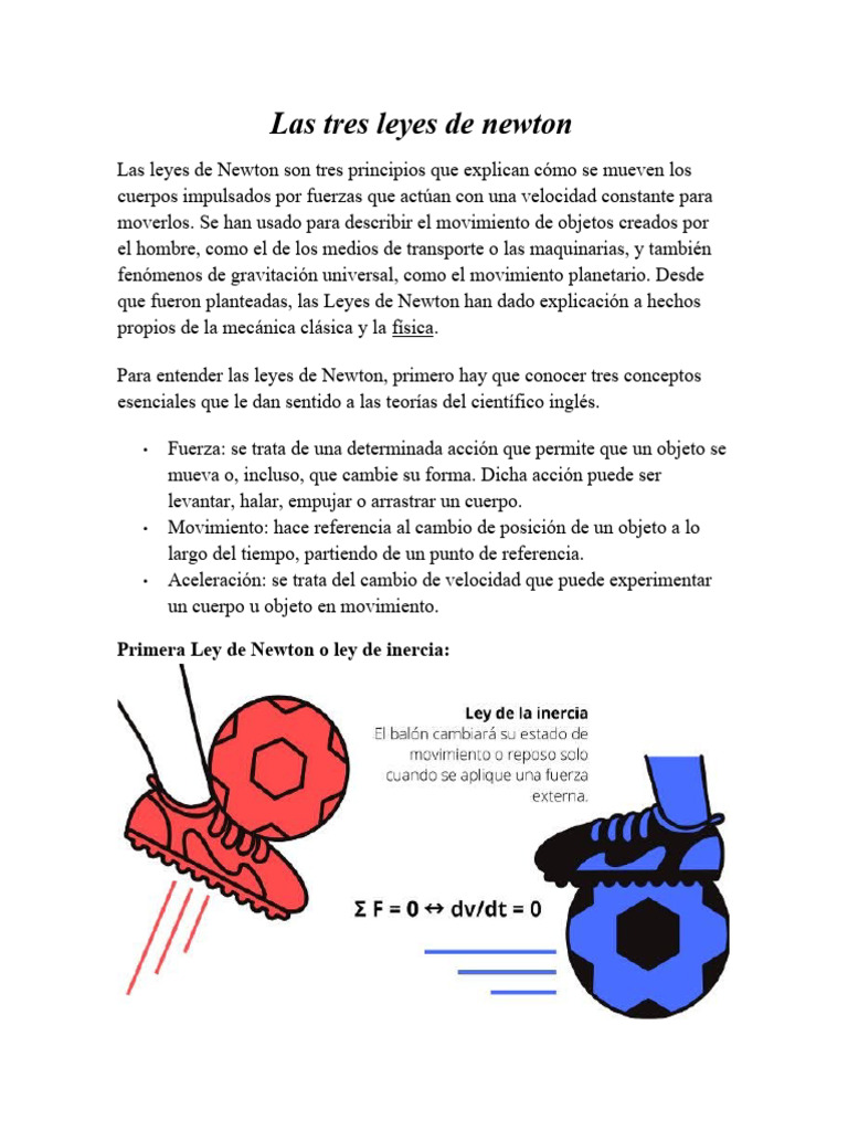 Las Tres Leyes de Newton | Descargar gratis PDF | Fuerza | Las leyes ...