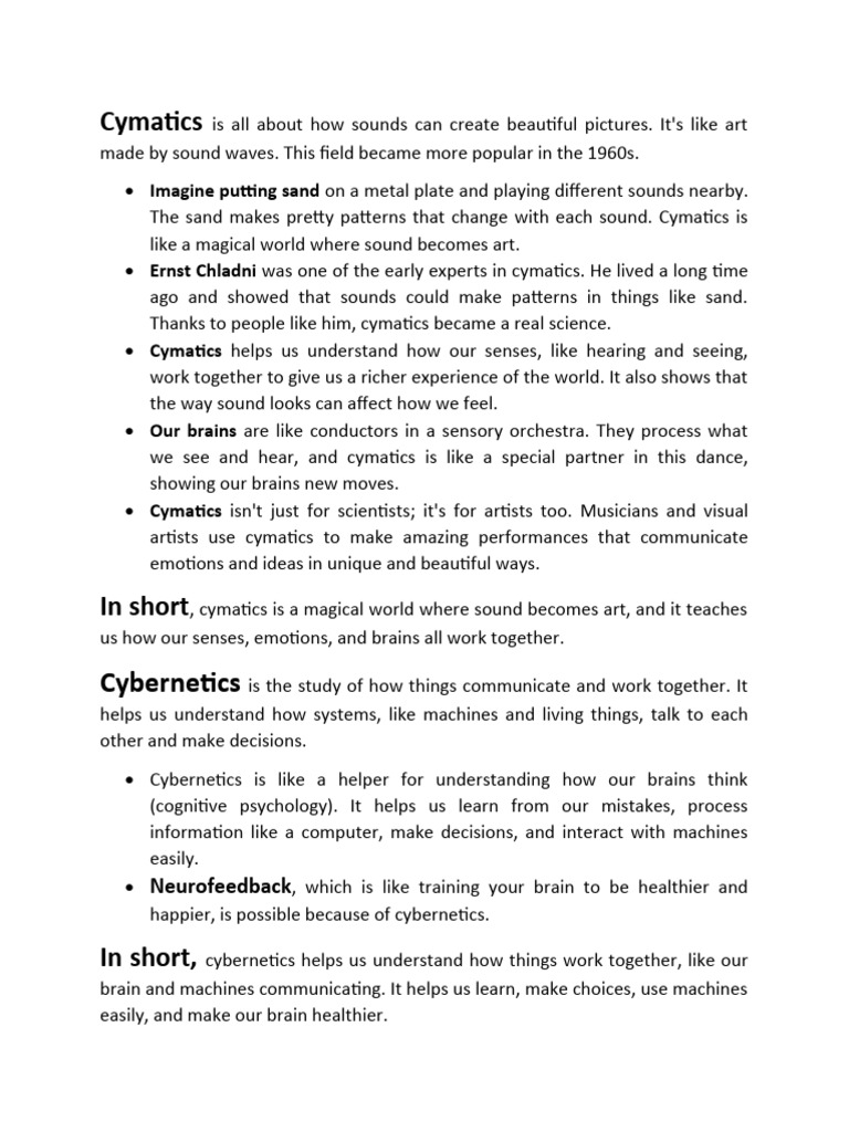 Cymatics, Cybernetics & Psychology Insights | PDF | Psychology | Mind