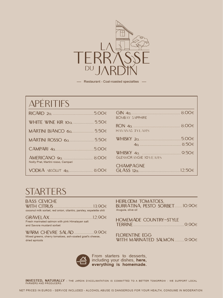 Jardin d'Acclimatation Menu Overview | PDF | Desserts | Salad